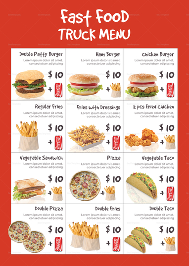 Food Price Menu Design Template in PSD, Word, Publisher, Illustrator ...