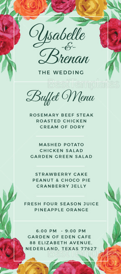Wedding Buffet Menu Design Template in PSD, Word, Publisher ...