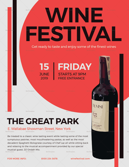 Wine Festival Flyer Design Template in PSD, Word, Publisher ...