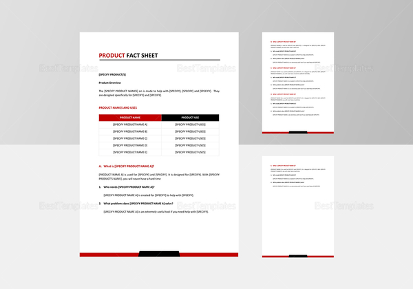 Product Fact Sheet Template in Word, Google Docs, Apple Pages