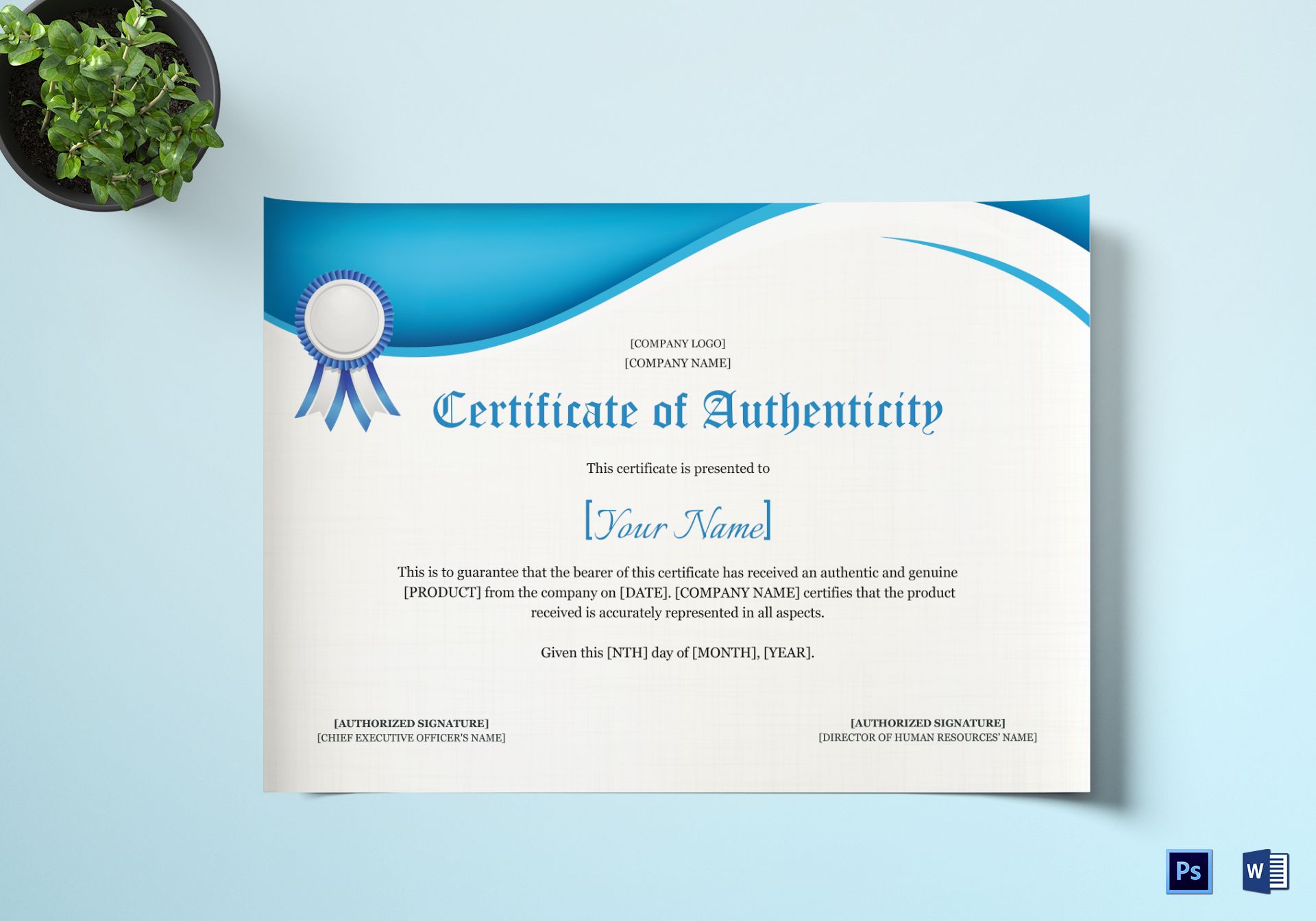 Product Authenticity Certificate Design Template In PSD Word Product Authenticity Certificate Design Template In PSD Word