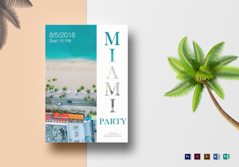 Miami Nights Flyer Design Template in PSD, Word, Publisher, Illustrator ...