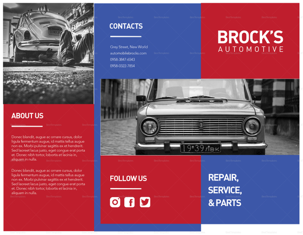 Automotive Tri-Fold Brochure Design Template in PSD, Word, Publisher ...