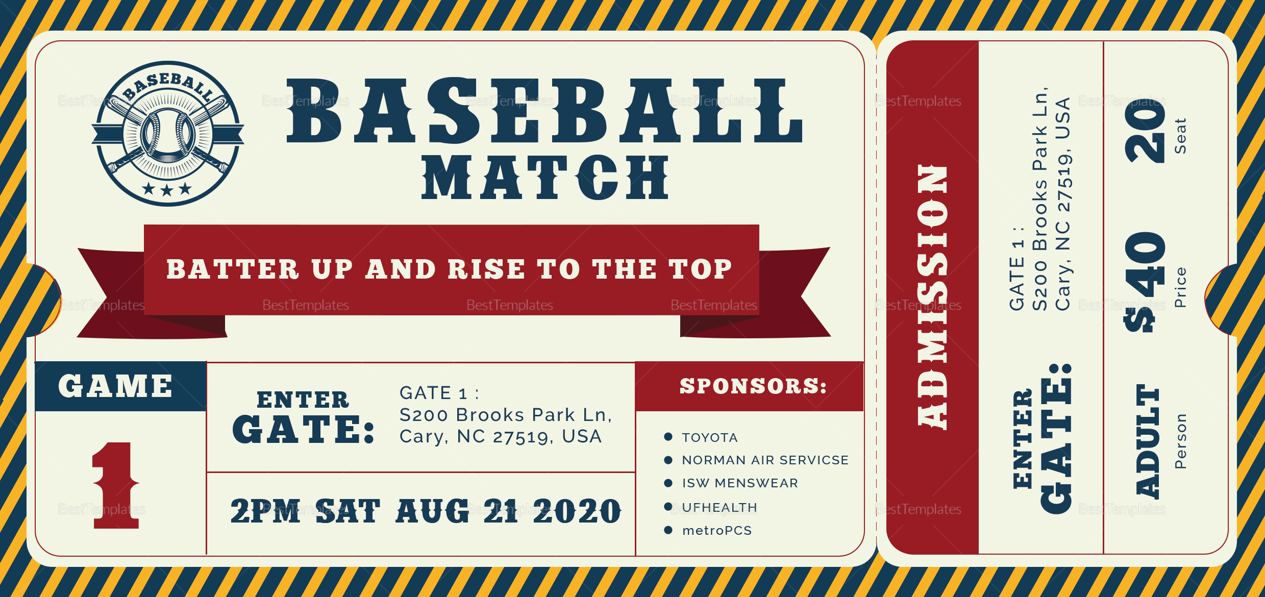Blank Baseball Ticket Template Free