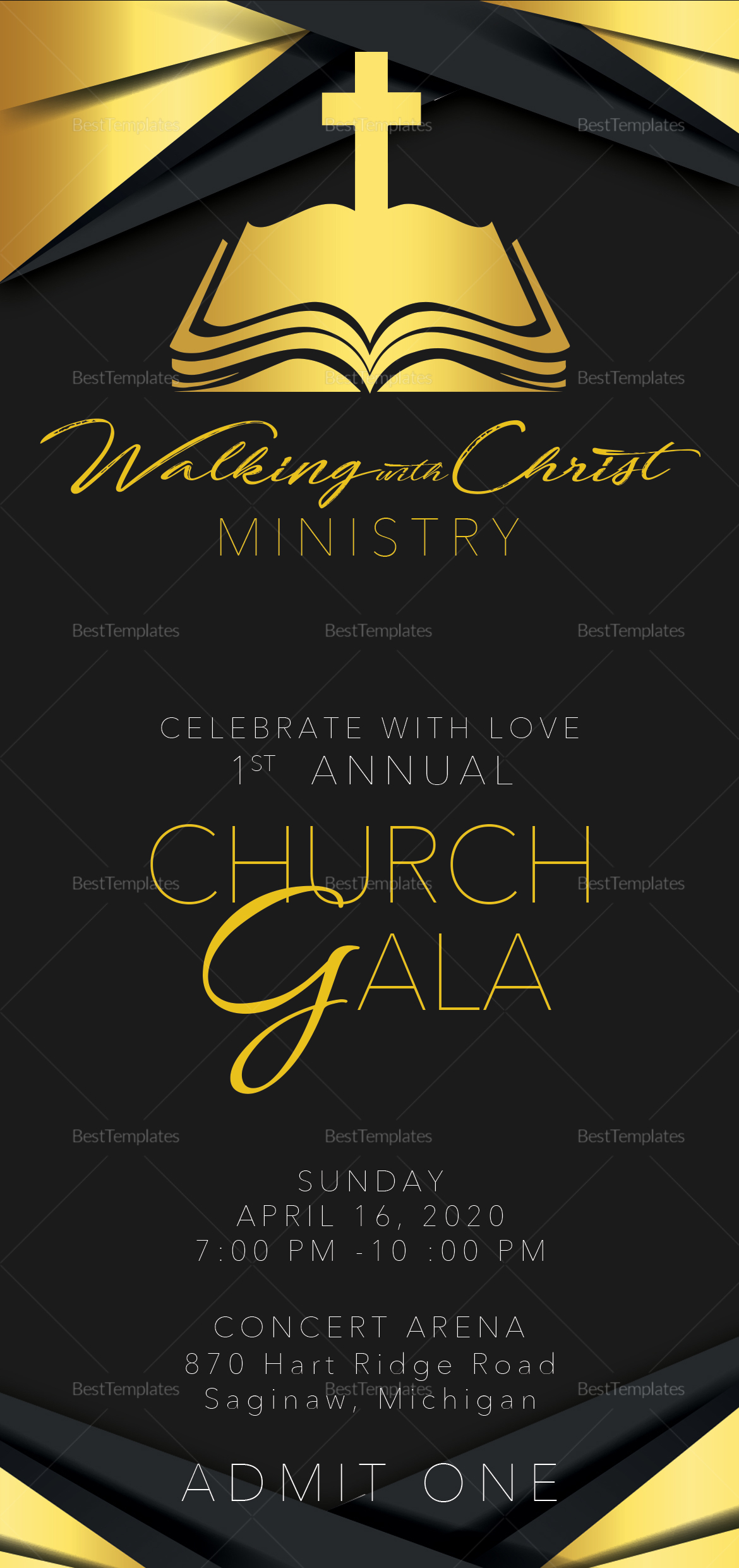 Annual Church Gala Ticket Design Template in PSD, Word, Publisher ...