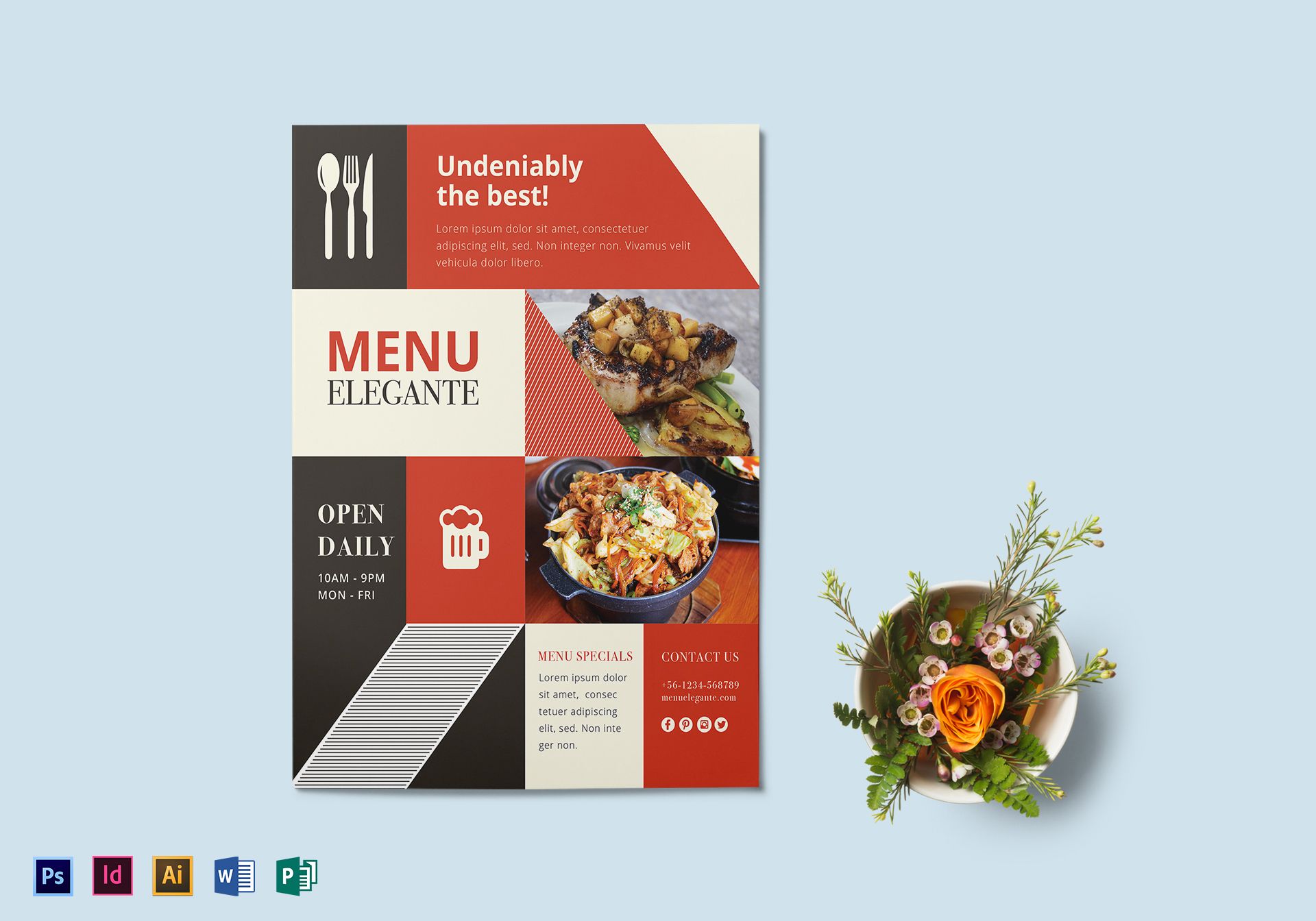 Restaurant Menu Flyer Design Template In PSD Word Publisher 