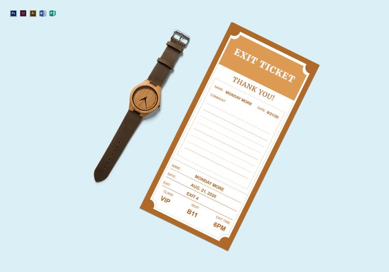 Exit Ticket Design Template in PSD, Word, Publisher, Illustrator, InDesign