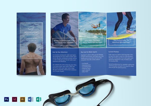 Blue Aqua Tri-fold Brochure Design Template in PSD, Word, Publisher ...