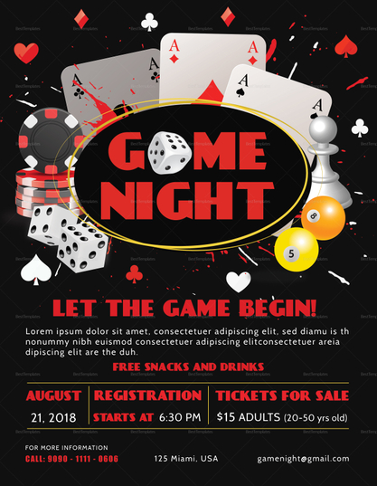 Game Night Flyer Design Template in PSD, Word, Publisher, Illustrator ...