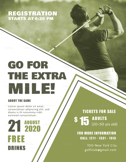 Golf Club Event Flyer Design Template in PSD, Word, Publisher ...
