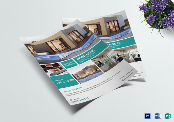 Open House Flyer Design Template in Word, PSD, Publisher