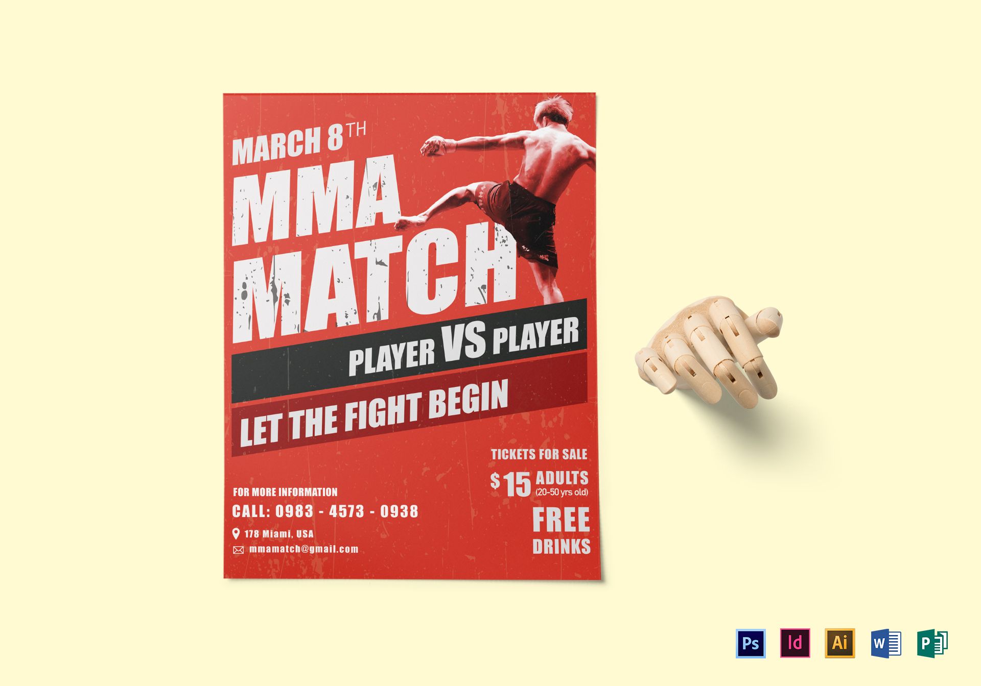 MMA Match Flyer Design Template in PSD, Word, Publisher, Illustrator ...