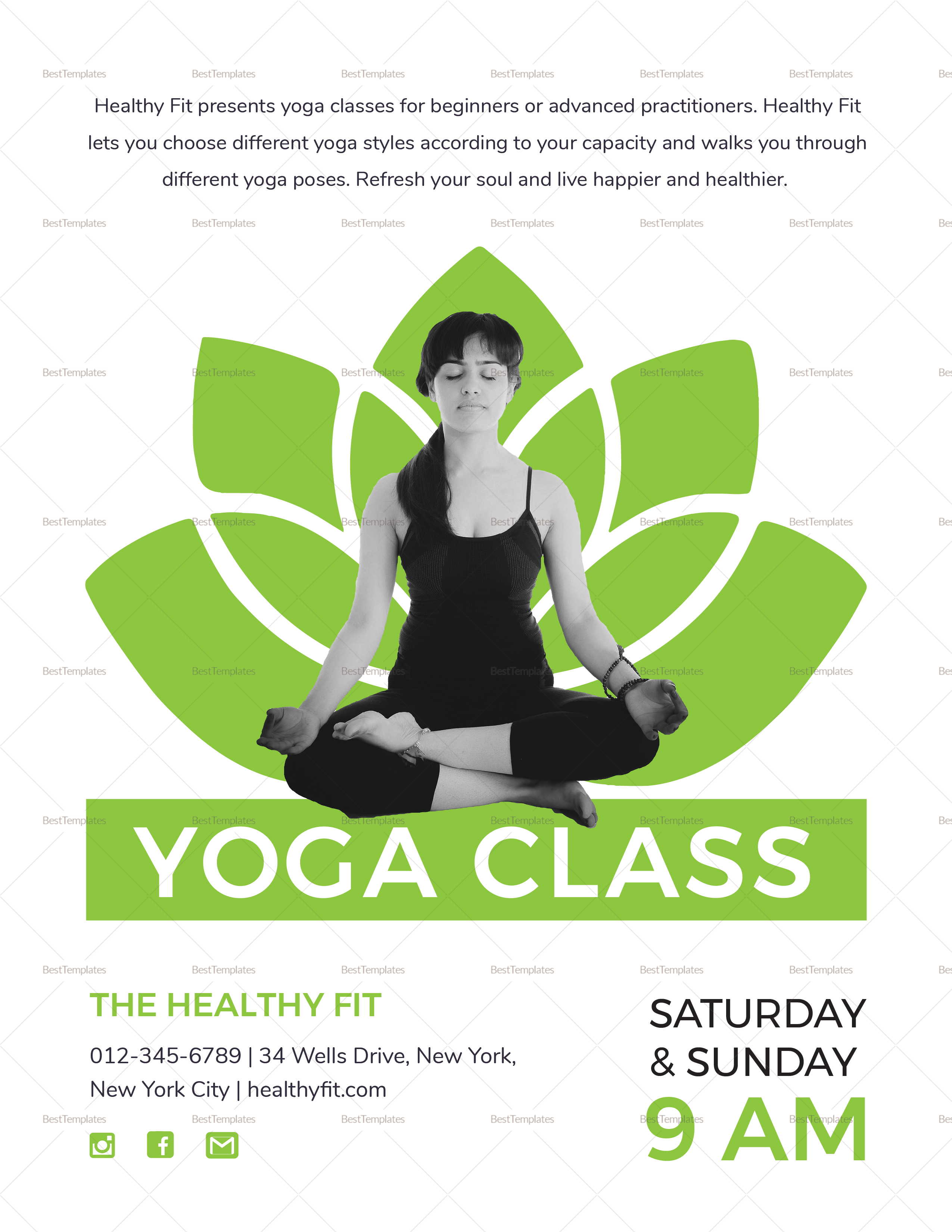 Populer Flyer Yoga Background Brosur