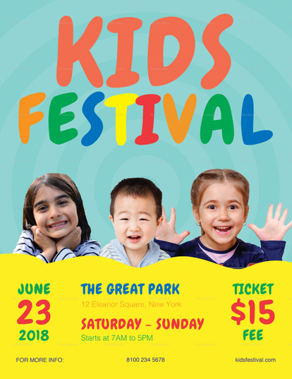 Kids Festival Flyer Design Template in PSD, Word, Publisher ...