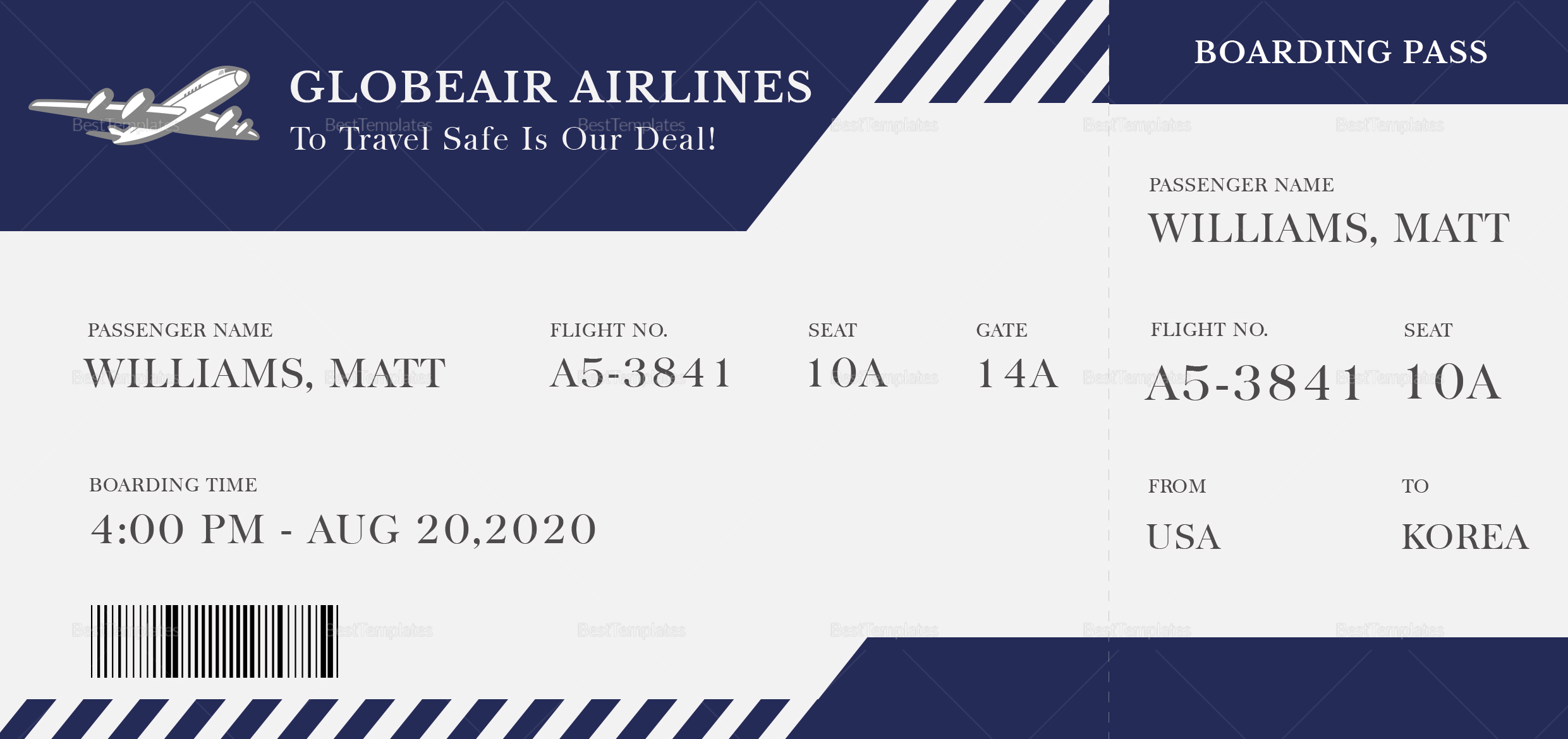 Printable Airline Ticket Template