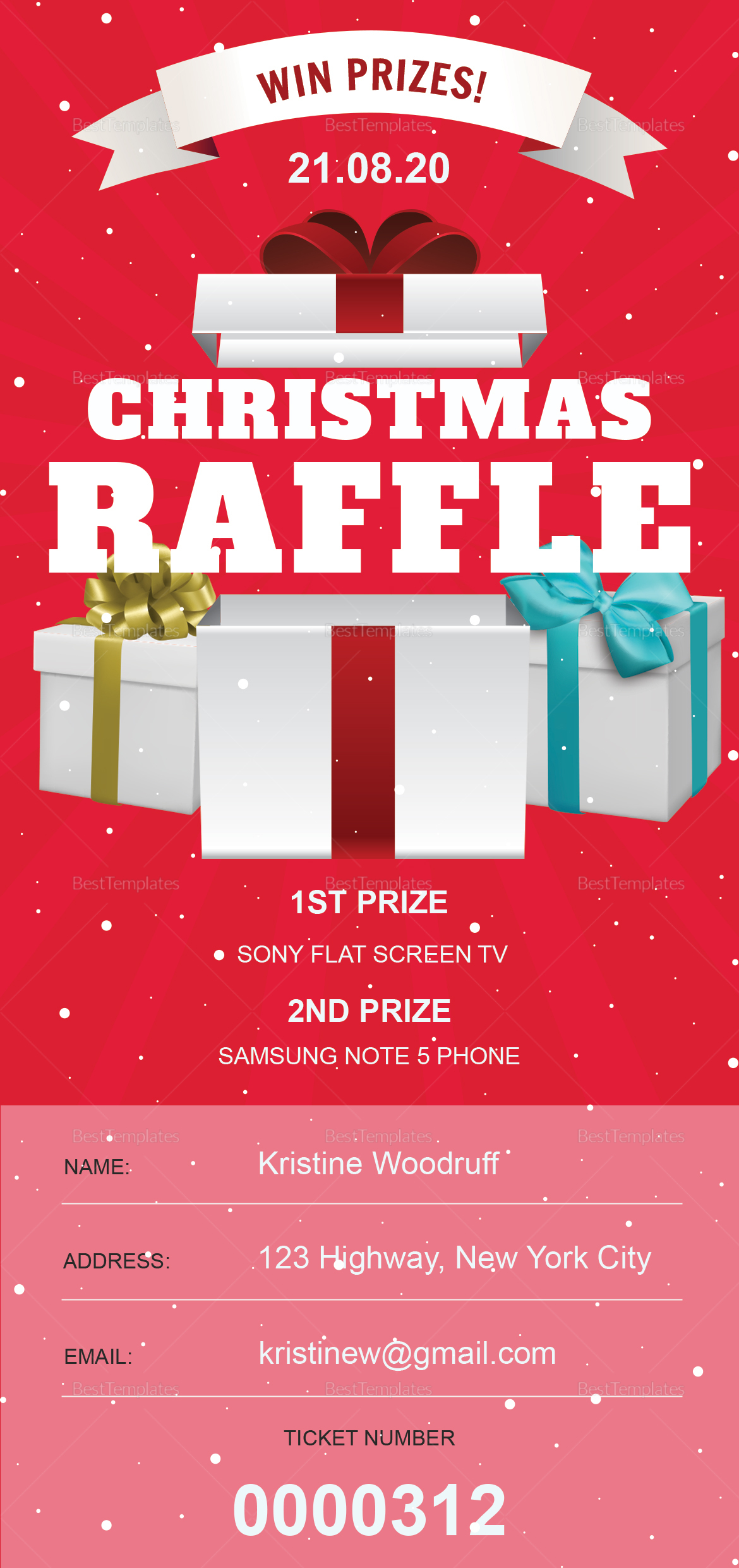 Christmas Raffle Ticket Design Template In PSD Word Publisher 