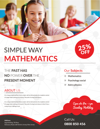 Simple Math Tutoring Flyer Design Template in Word, PSD, Publisher