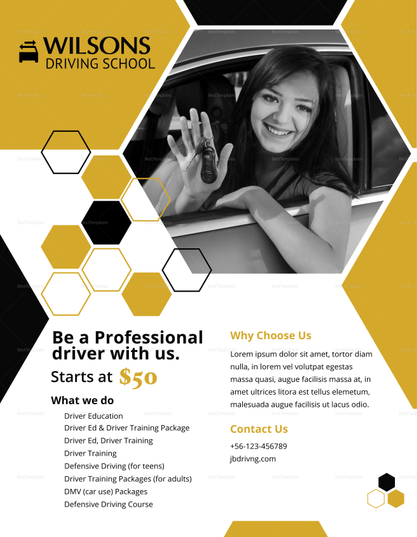 Professional Driving School Flyer Design Template in PSD, Word ...