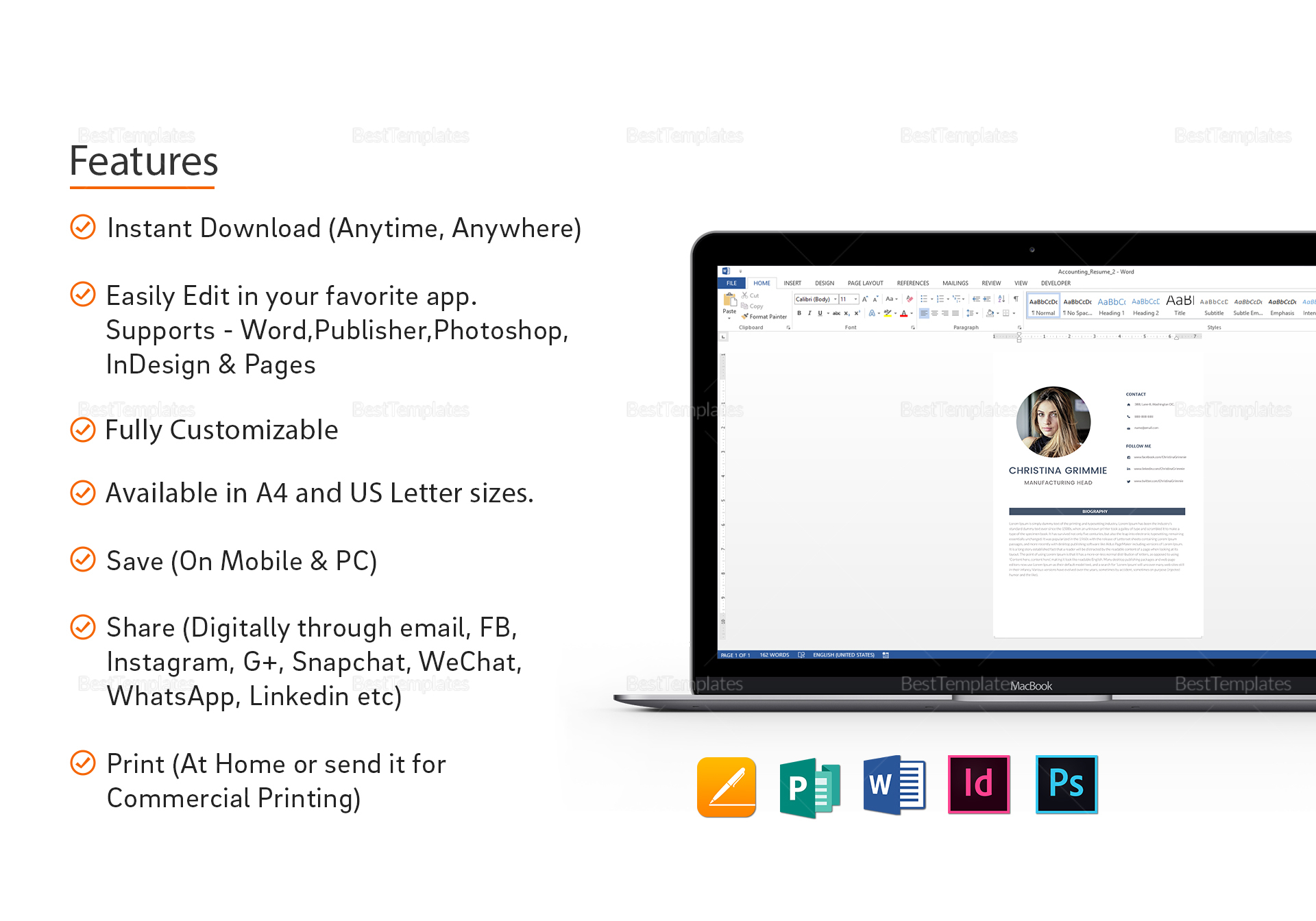 Minimal Automobile Resume Design Template in PSD, Word, Publisher ...