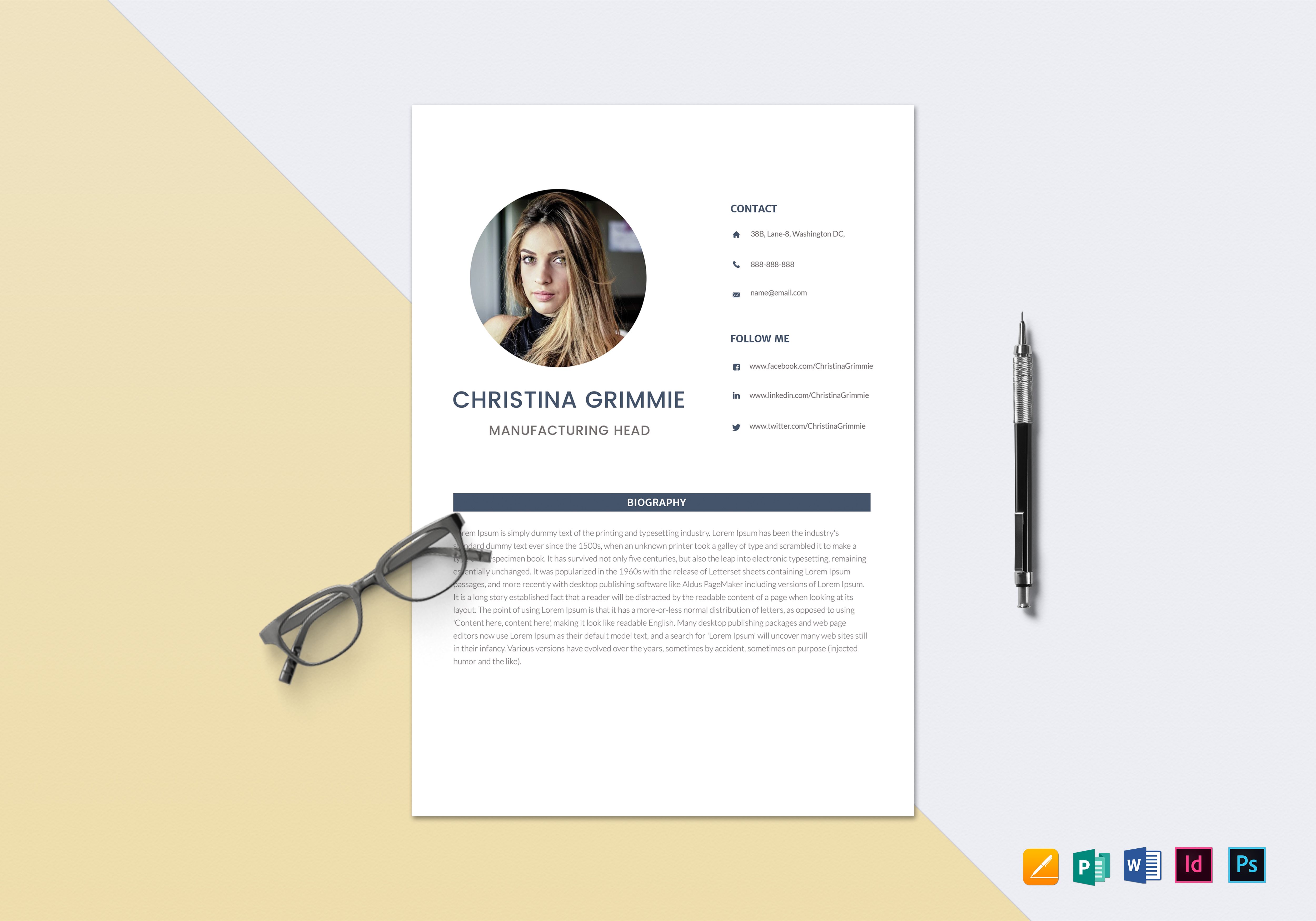 Minimal Automobile Resume Design Template in PSD, Word, Publisher ...