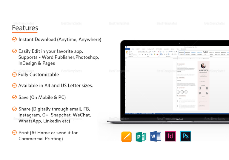 Modern BPO Resume Design Template in PSD, Word, Publisher, InDesign ...
