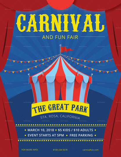 Carnival and Funfair Flyer Design Template in PSD, Word, Publisher ...