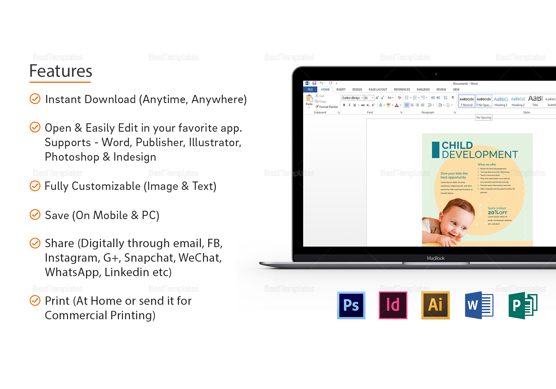 Child Development Flyer Design Template in PSD, Word, Publisher ...