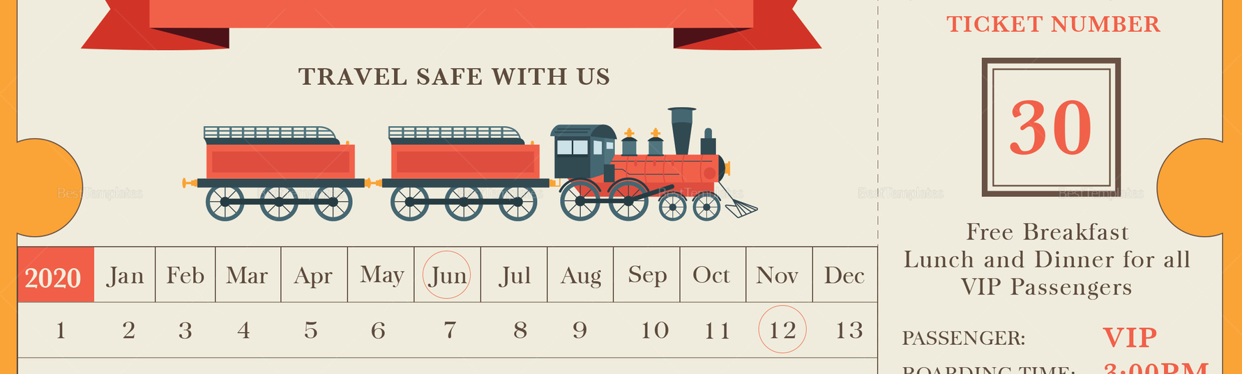 Vector Train Ticket Design Template in PSD, Word, Publisher ...