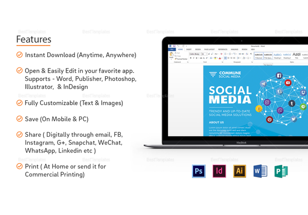 3 layout Social Media Flyer Design Template in PSD, Word, Publisher ...
