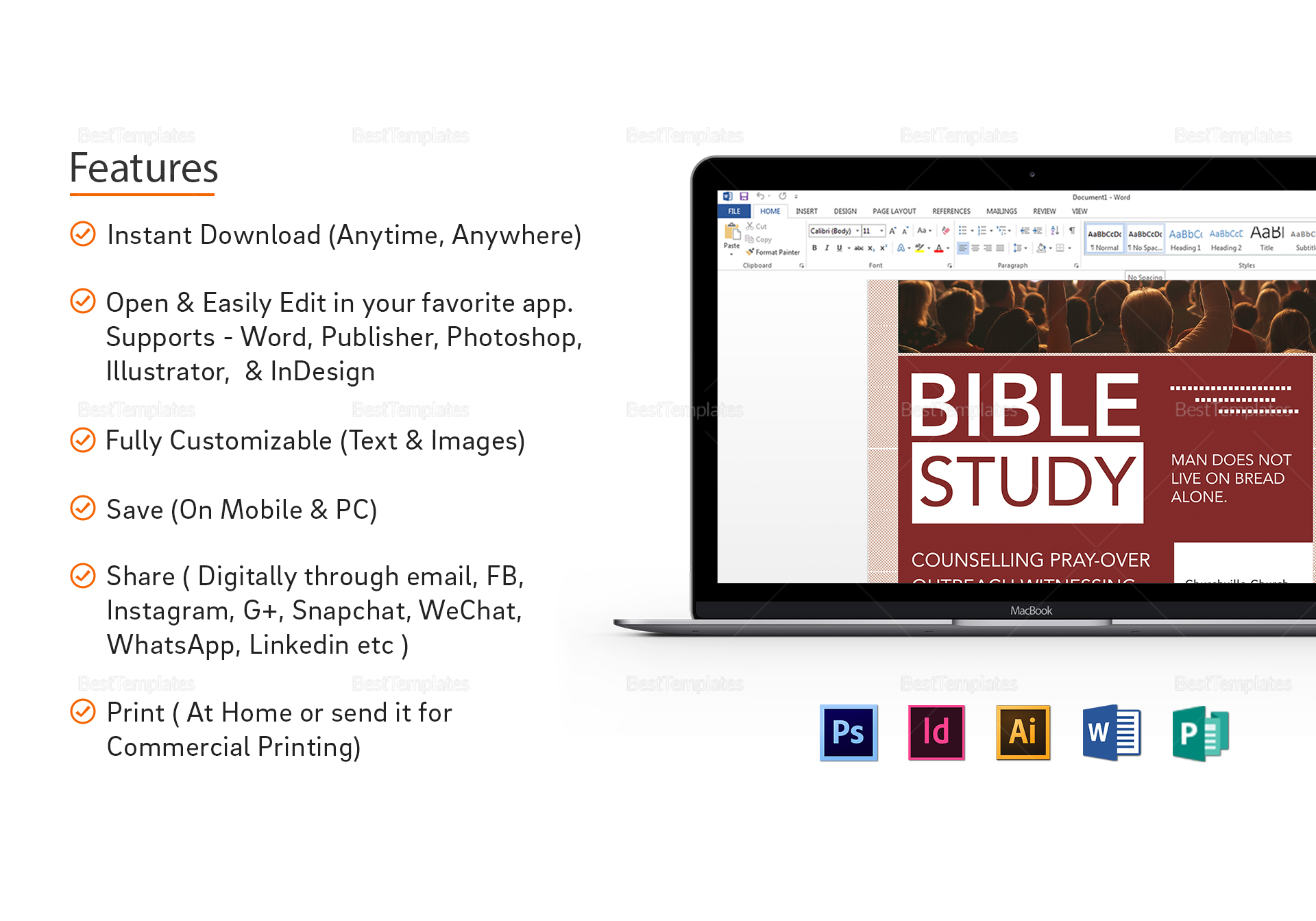 Bible Study Flyer Design Template In PSD Word Publisher Illustrator 