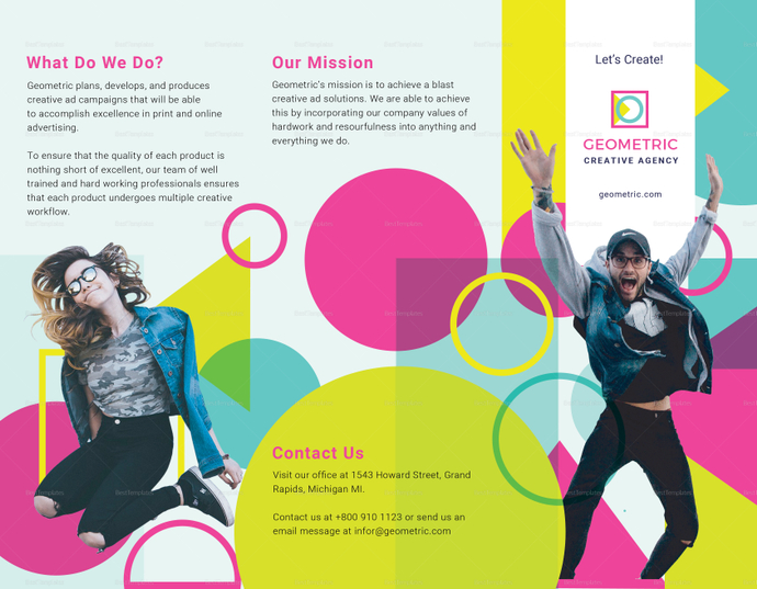 Geometric Bubble Speech Brochure Design Template in PSD, Word ...