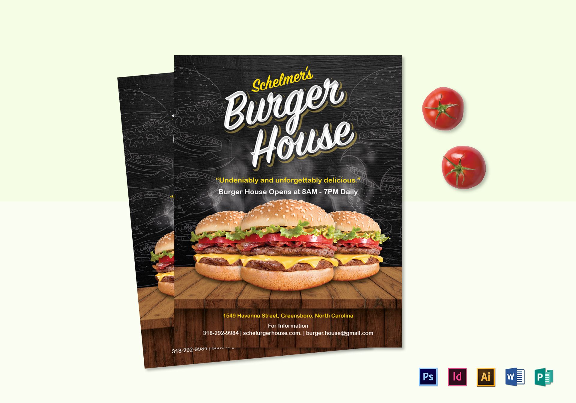 Burger House Flyer Design Template in PSD, Word, Publisher, Illustrator ...