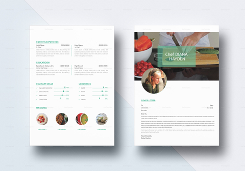 Chef Resume Design Template in PSD, Word, Publisher, InDesign, Apple Pages