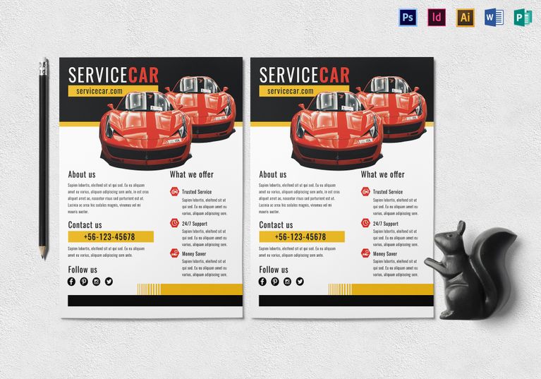 Car Service Flyer Design Template in PSD, Word, Publisher, Illustrator ...