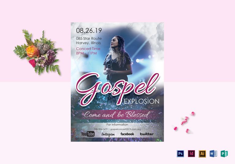Gospel Explosion Flyer Design Template in PSD, Word, Publisher ...