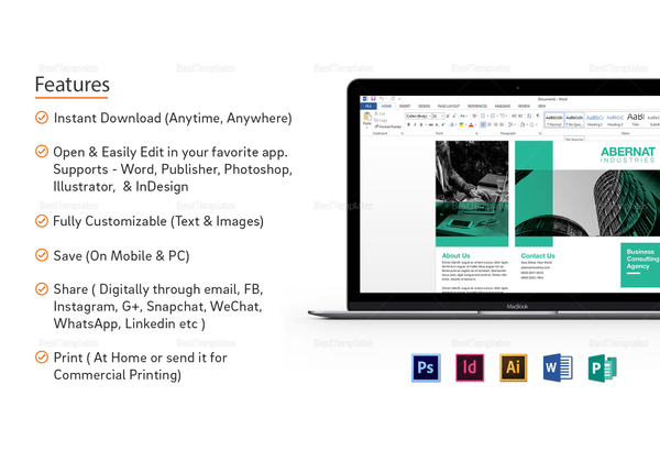 Multipurpose Tri-fold Brochure Design Template in PSD, Word, Publisher ...