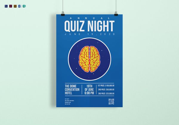 Quiz Night Poster Design Template in PSD, Word, Publisher, Illustrator ...