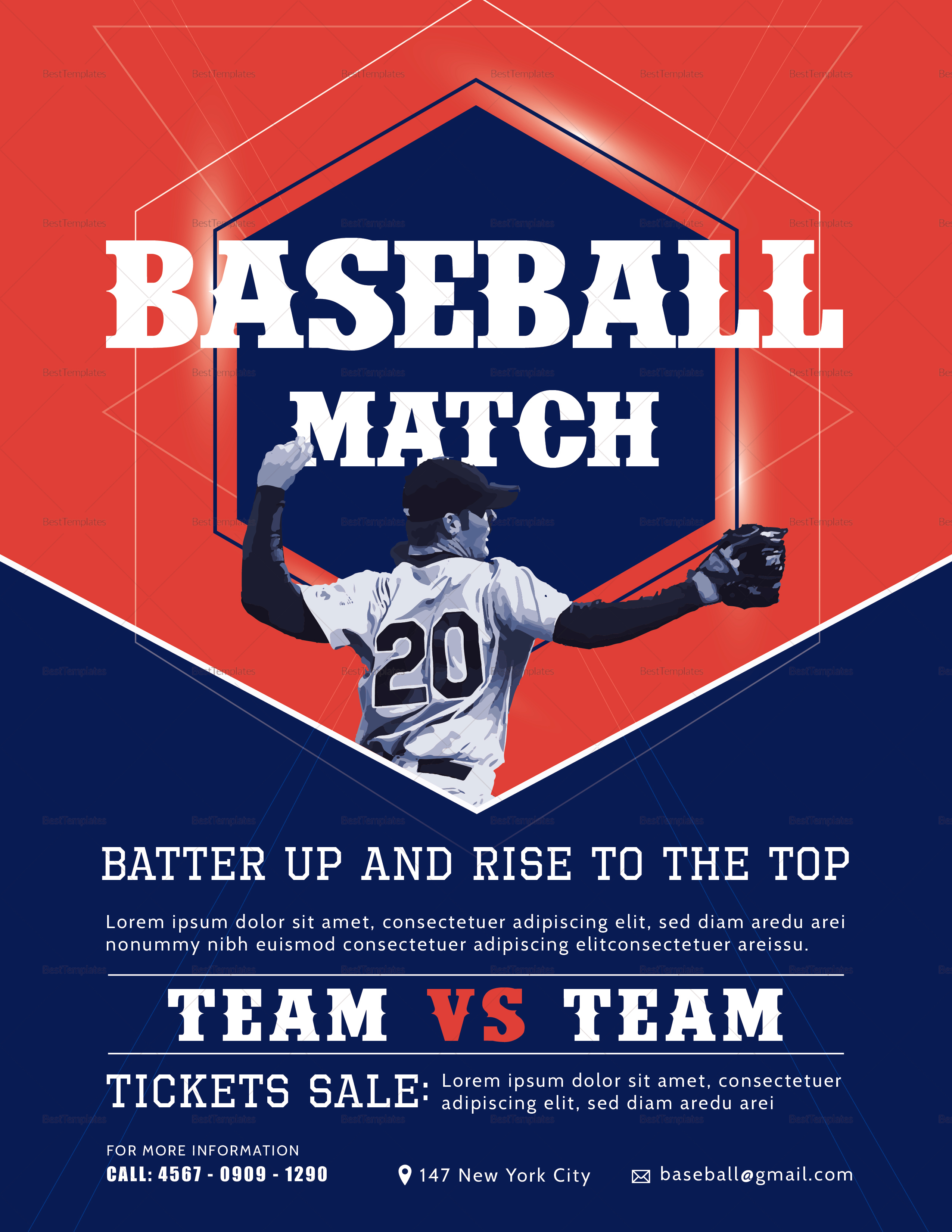 Baseball Match Flyer Design Template In PSD Word Publisher 