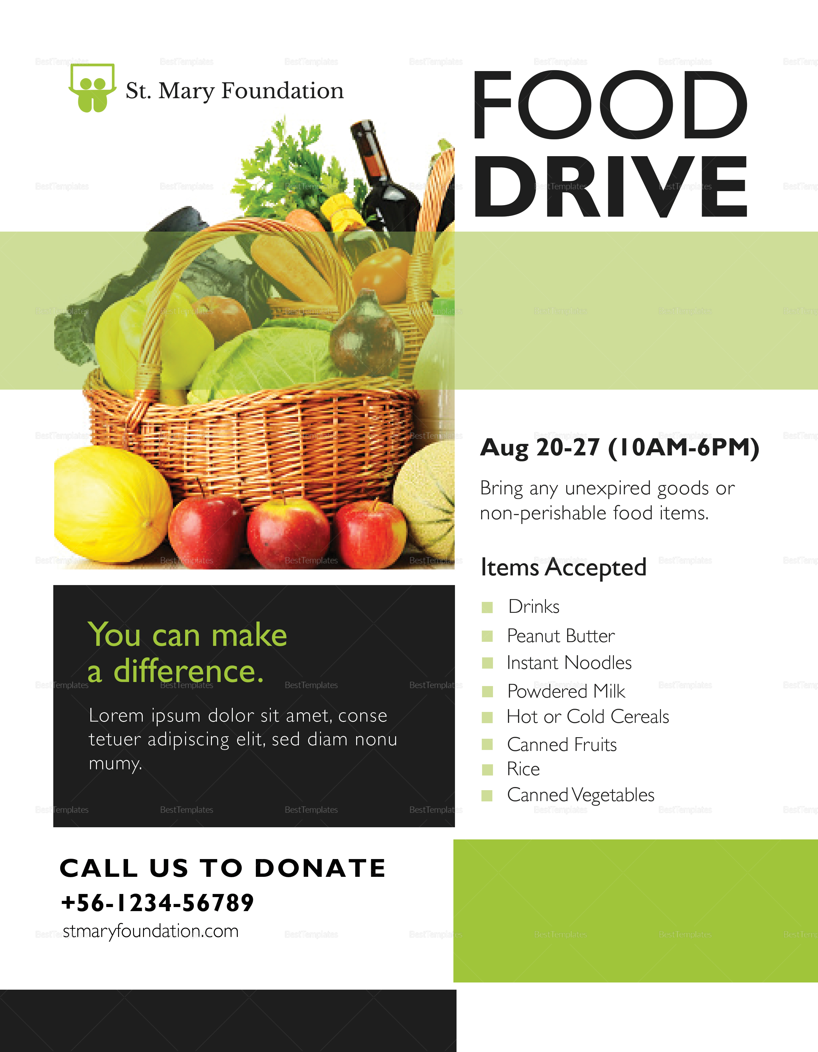 Food Drive Flyer Design Template In PSD Word Publisher Illustrator 