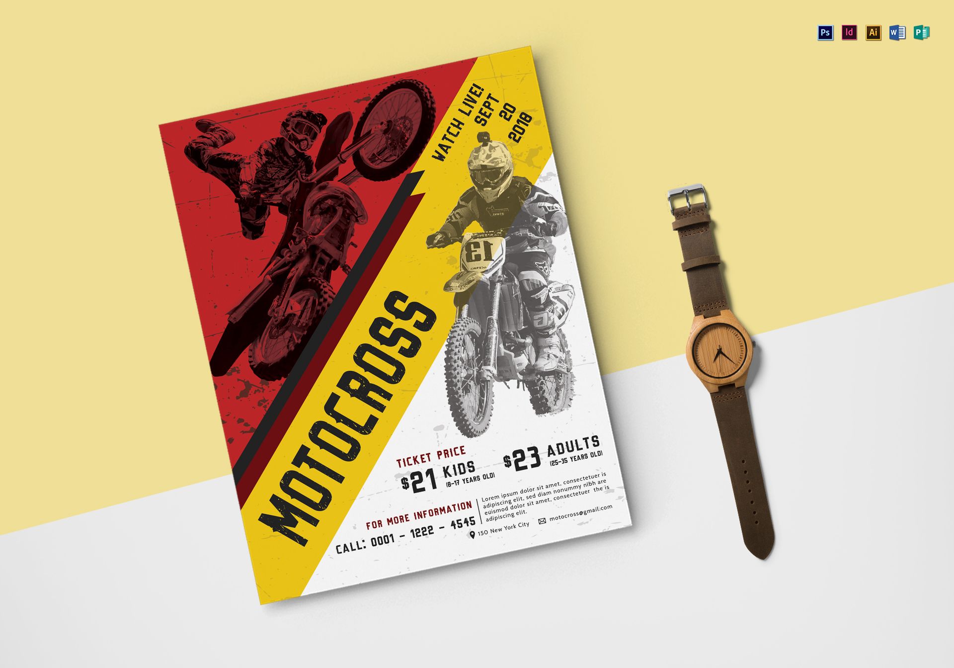 Motocross Flyer Design Template in PSD, Word, Publisher, Illustrator ...
