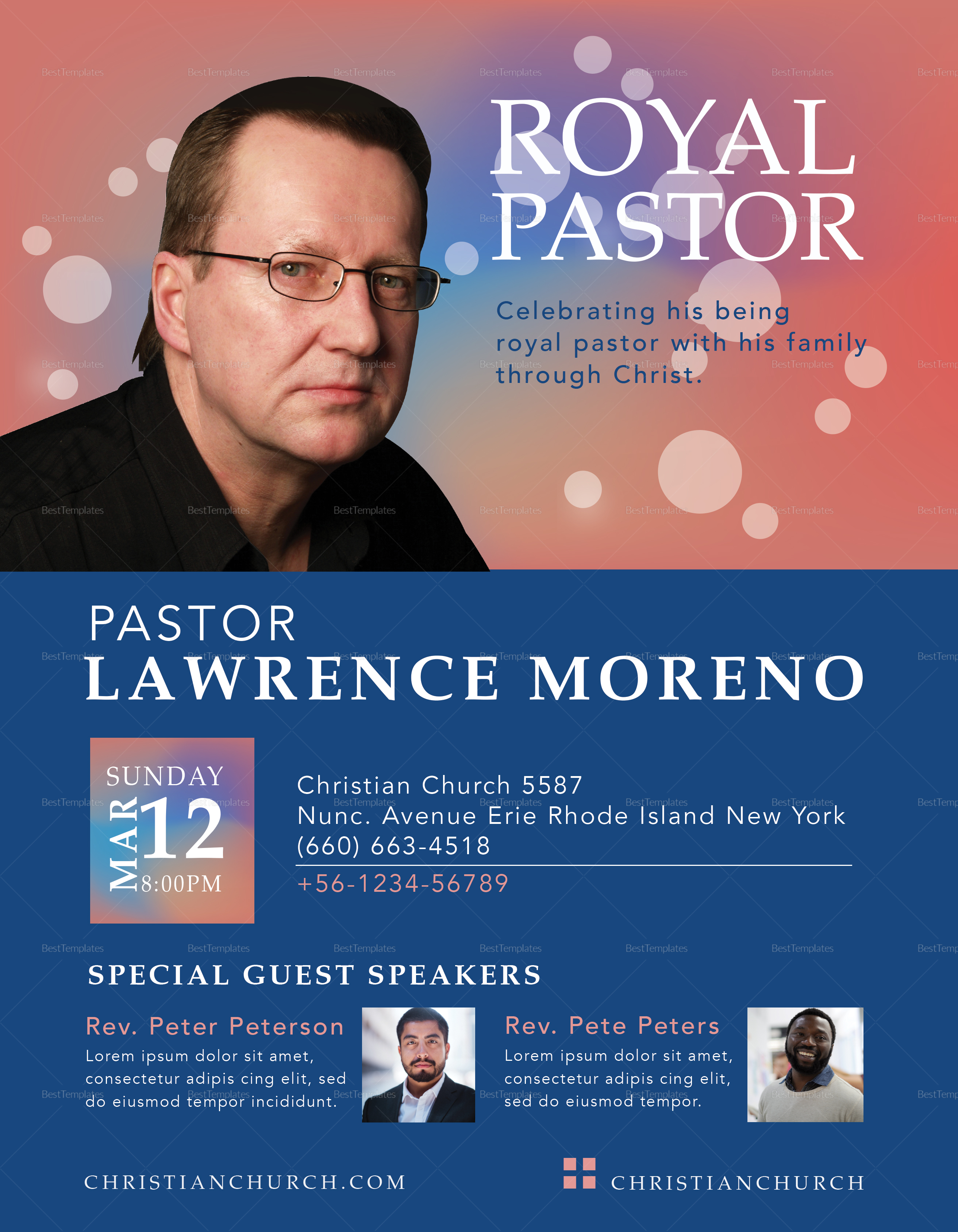 Royal Pastor Flyer Design Template in PSD, Word, Publisher, Illustrator ...