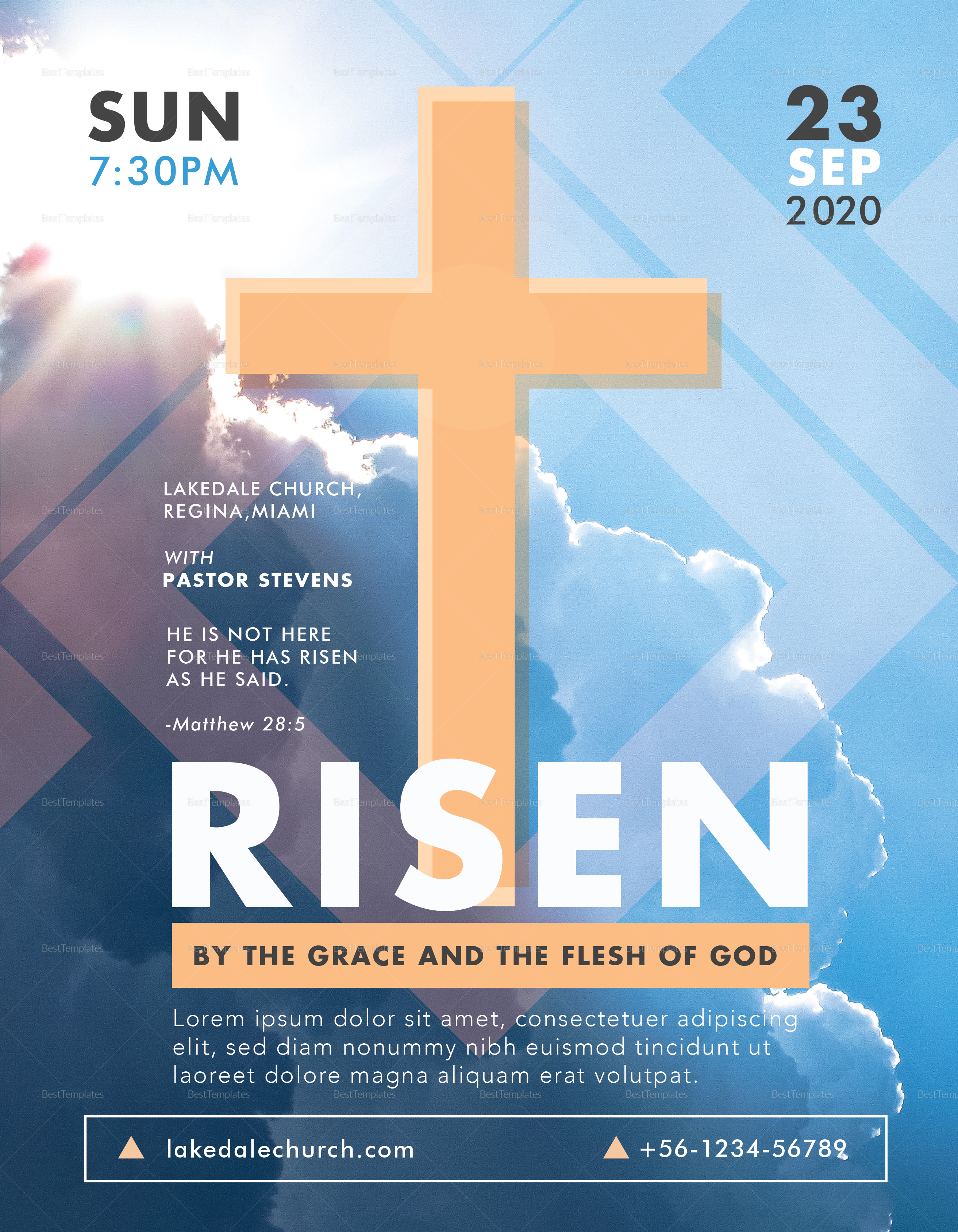 Risen Church Flyer Design Template In PSD Word Publisher Illustrator 