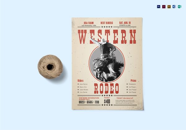 Western Rodeo Flyer Design Template in PSD, Word, Publisher ...