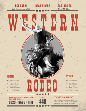 Western Rodeo Flyer Design Template in PSD, Word, Publisher ...