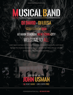 Music Band Flyer Design Template in PSD, Word, Publisher