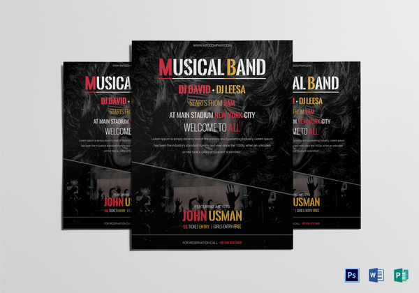 Music Band Flyer Design Template in PSD, Word, Publisher