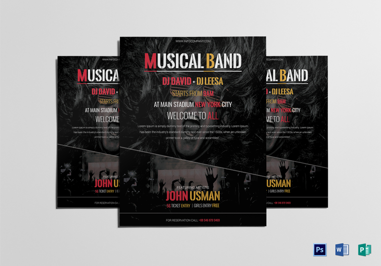 Music Band Flyer Design Template in PSD, Word, Publisher
