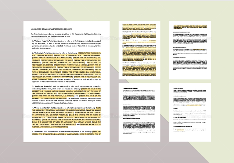 Technology Assignment Agreement Template in Word, Apple Pages