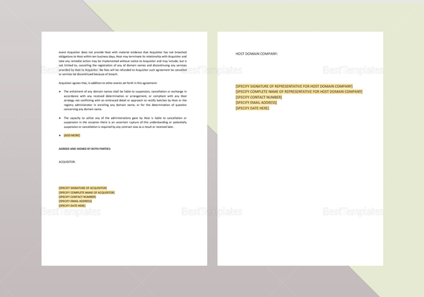 Domain Name Registration Agreement Template in Word, Apple Pages