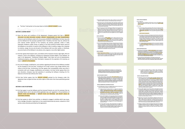 End-User Software License Agreement Template in Word, Apple Pages